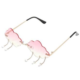 Supvox Lunettes de Soleil sans Monture D&eacute;grad&eacute; Rose et Jaune Forme Goutte DEau Nuageuse 1 Pi&egrave;ce Accessoires de F&ecirc;te et Festival pour Femmes et Adolescentes L