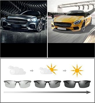 Generic Lunettes de Soleil de Conduite Polaris&eacute;es &agrave; Couleur Changeante pour Hommes, pour le Cyclisme de Jour et de Nuit, la Course &agrave; Pied, Monture L&eacute;g&egrave;re en A