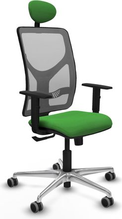 Piqueras y Crespo Stuhl aus Netzstoff mit 1D-Armlehnen, h&ouml;henverstellbarer Lendenwirbelst&uuml;tze und festem Kopfteil, ausgestattet mit 3 Positionen und Schneideschaum, Gra