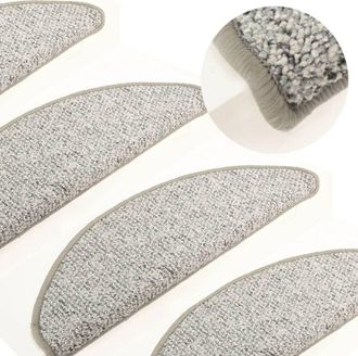 vidaXL Tapis de marches descalier 15 pcs Gris clair 56x17x3 cm vidaXL