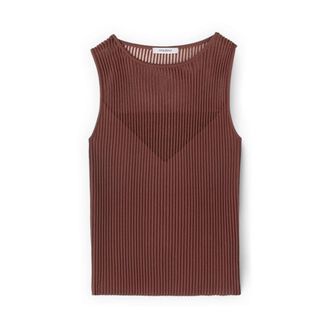 Motivi Fein geripptes Strickoberteil mit transparentem Ausschnitt - - Knitwear - Damen - Braun - S