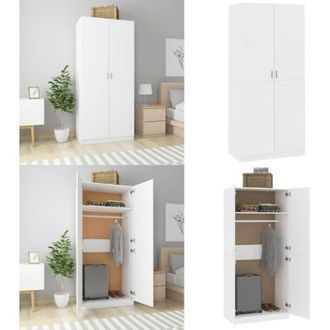vidaXL Garde-robe Blanc 90x52x200 cm Bois dingénierie - Armoire Blanche - Armoire Design - Meuble Rangement - Dressing Compact - Placard Étroit - Home &