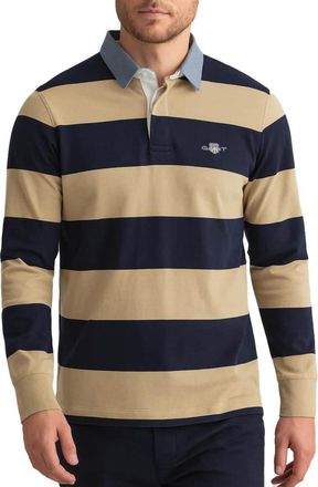GANT Herren REG Chambray Stripe Heavy Rugger Polohemd, Beige, 3XL