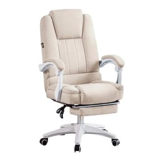 Generic Ergonomischer B&uuml;rostuhl, Computerstuhl aus Baumwolle und Leinen mit Armlehnen und verstellbarem Fu&szlig;pedal