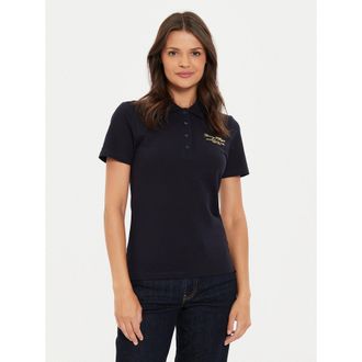 Tommy Hilfiger Poloshirt Script WW0WW43624 Dunkelblau Slim Fit