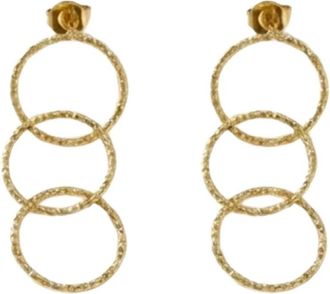 Dansk Copenhagen Vilja Waterproof 18K Gold Plated Statement Earrings - Structured Stainless Steel - - Accessories - Damen - Gelb - ONE SIZE