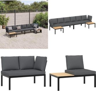 vidaXL 4-tlg. Garten-Sofagarnitur mit Kissen Schwarz Aluminium - Gartensorgaunität - Outdoor Möbel - Gartenbank - Lounge Set - Alu Gartenmöbel - Home &