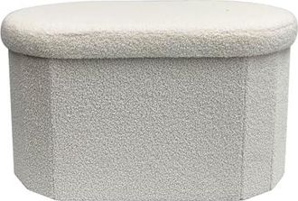 KASANOVA Generico 1 Weiße ovale Truhe cm 71x40x40, Polyester MDF-Faserplatte Polypropylen Polyurethan