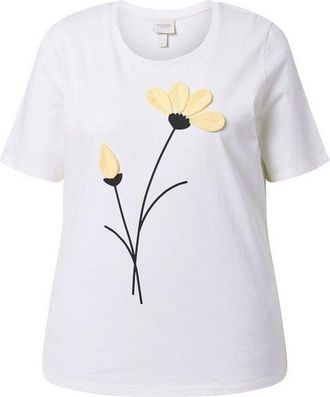 Ulla Popken T-Shirt T-Shirt Bl&uuml;ten Rundhals Halbarm Biobaumwolle