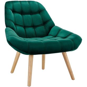Vente-Unique Vente-unique - Fauteuil en velours vert luosto