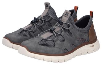 Rieker Slip-On Sneaker RIEKER, Herren, Gr. 41, grau, braun, Textil, Schuhe, Slipper, Outdoorschuh, Trekkingschuh zum Schlupfen