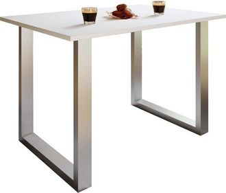 ebuy24 XonaU Esstisch 110x50cm wei&szlig;, silberfarben