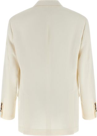Brunello Cucinelli Silk-Linen Blend Blazer - Cream