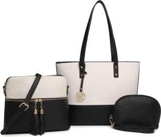 Miss Lulu Handtasche Damen Set Henkeltasche Sets große Frauen Shopper Bag Umhängetasche mit Quaste Geldbörse mit verstellbare Schulterrie handbags for women für