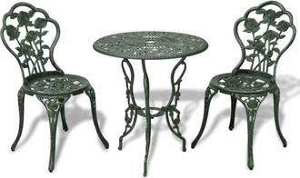 vidaXL Ensemble de bistro 3 pcs Aluminium coul&eacute; Vert Vidaxl