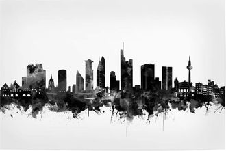 artboxONE Poster 75x50 cm Städte Frankfurt Skyline Black and White - Bild Frankfurt Artistic Bavaria