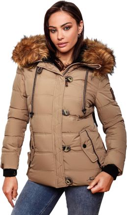 Navahoo warme Damen Winter Stepp Jacke Teddyfell Winterjacke Parka Mantel B831 [B831-Zoj-Taupe-Grey-Gr.XS]