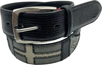 Paolo Vitale Homme, Accessoires, Gris, Taille: 115 CM Ceinture en cuir de l&eacute;zard