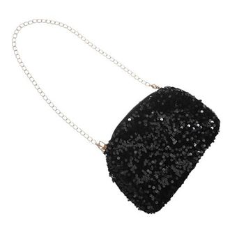 Hemobllo Pochette de Soir&eacute;e Scintillante &agrave; Paillettes Noire 244 X 17 X 48 CM Cha&icirc;ne Argent&eacute;e Amovible Petit Paquet Bandouli&egrave;re L&eacute;ger et Compact pour Mariage F&ecirc;