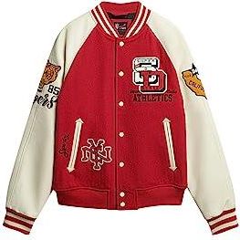 Superdry College Patched Bomber Veste, Rouge (Varsity Red), XL Homme