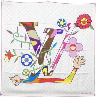 Louis Vuitton unisex, Pre-owned, Blanc, Taille: ONE Size Foulard en soie vintage Pre-owned