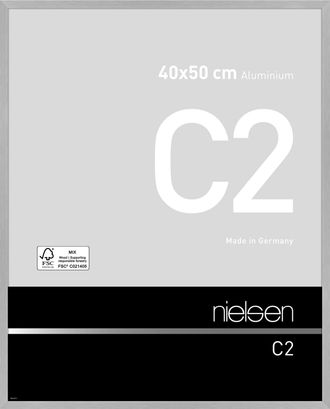 Nielsen Design Bilderrahmen, 40 x 50 cm, Aluminium, Silber matt, Posterrahmen zum Aufhängen im Hoch- & Querformat, Echtglas, C2