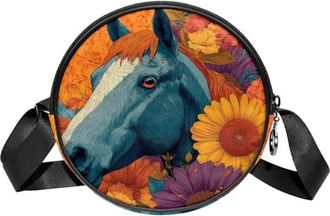 Generic Sac &agrave; bandouli&egrave;re rond pour femme, petit sac &agrave; bandouli&egrave;re avec fermeture &eacute;clair et bretelles r&eacute;glables style d&eacute;contract&eacute; pour femmes et filles