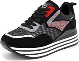 Queen Helena Baskets &agrave; Plateforme Compens&eacute;es pour Femme X27-32 Noir, 38 EU