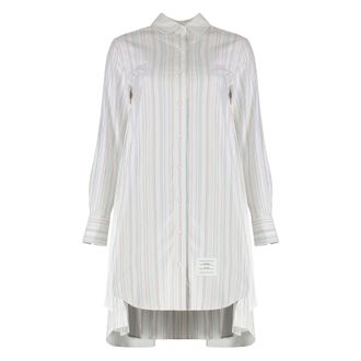 Thom Browne Gestreiftes Baumwollhemdkleid - - Dresses - Damen - Wei&szlig; - S