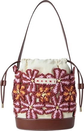 Marni Femme, Sacs, Beige, Taille: ONE Size Sac Seau Brod&eacute;