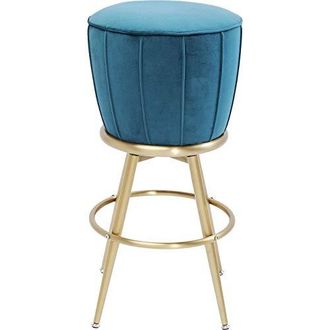 Kare Design Design Barhocker After Work, Gold/Blau, Barstuhl, Hocker, Samtoptik, Edelstahl Beine, Retro-Design, 73cm Sitzhöhe, 74x47x47 cm (H/B/T)