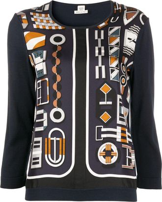 Hermès Strickoberteil mit geometrischem Muster - Blau