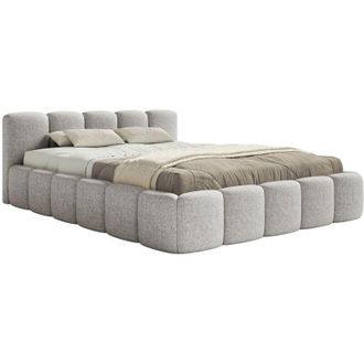 Selsey Selsey Cloudy Low - Polsterbett 200x200 mit Bettkasten und Lattenrost, hydrophobe Chenille, Hellgrau