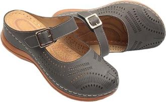 BESPORTBLE Sandales Compens&eacute;es Vintage Femme Gris Confortables et D&eacute;contract&eacute;es Chaussures &agrave; Talon Moyen Faciles &agrave; Porter et Durables