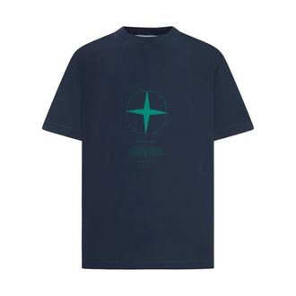 Stone Island Homme, Tops, Bleu, Taille: 2XL T-Chemises