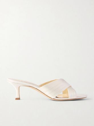 Manolo Blahnik Mules En Satin Viera 50 - Blanc