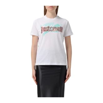 Just Cavalli Femme, Tops, Blanc, Taille: 38 FR Tee-shirt Graphique Imprimé Ange