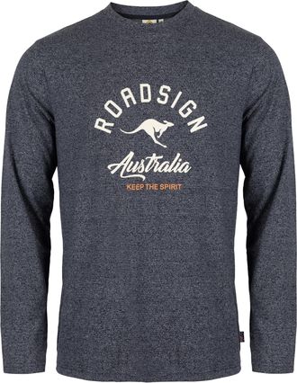 Roadsign Herren Langarmshirt meliertes Longsleeve f&uuml;r vielseitige Layer-Looks im Herbst Navy, 2XL