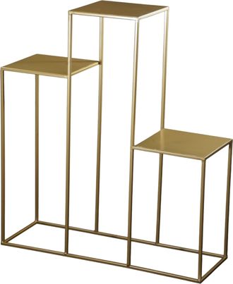 Generic Moderne Pflanzentreppe Gold Metall Blumenst&auml;nder mit 3 Regalen f&uuml;r Fotos Blumen und Dekorationen Industriell Loft (Gold)