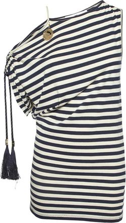 Elisabetta Franchi haut asym&eacute;trique &agrave; rayures pre-owned - Bleu