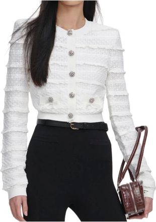 Self Portrait Femme, Pulls, Blanc, Taille: 36 FR Pointelle Knit Cardigan