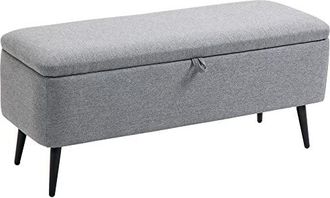 HOMCOM Banc de Rangement, Bout de lit, Coffre de Rangement en Tissu avec Pieds en Acier Noir, 101 x 38,5 x 44,5 cm, Gris