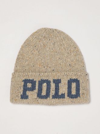Polo Ralph Lauren Bonnet en laine m&eacute;lang&eacute;e avec revers et logo jacquard