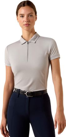 Ariat Womens Bandera 1/4 Zip Polo Shirt Shirt in Show Grey, Size X-Large, by Ariat