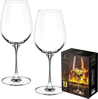 Wilmax England Verres &agrave; vin Wilmax - Lot de 2-470 ml - Verres &agrave; vin blanc et &agrave; vin rouge - Verre &agrave; vin - Lavable au lave-vaisselle - Verres &agrave; vin blanc modernes - Ve