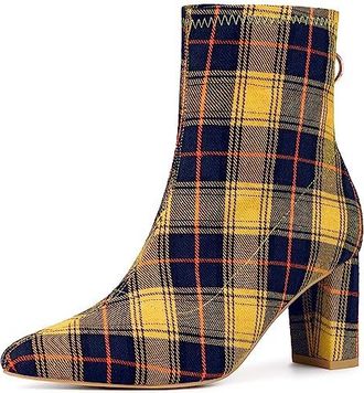 Allegra K Bottines à Talons Pointus pour Femmes Jaune 40
