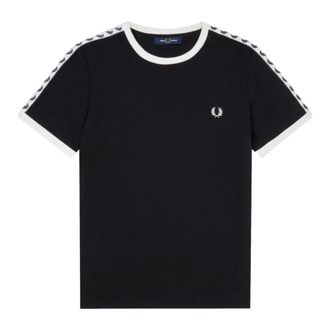 Fred Perry Schwarzes Gestreiftes Schulter T-Shirt - - Tops - Herren - Schwarzk - XS