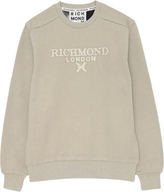 John Richmond Homme, Sweatshirts et sweats à capuche, Beige, Taille: L SweaT-shirt Beige en Coton Col Rond Logo Tonal