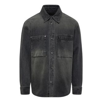 Wooyoungmi Wooyoungmi, Homme, Chemises, Noir, Taille: M Tin Washed Denim Back Logo Shirt