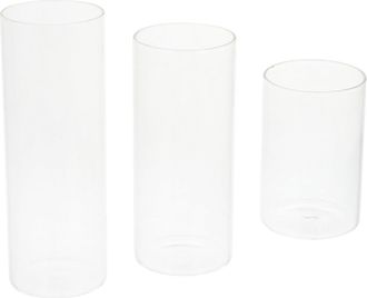 NUOBESTY 3 St&uuml;ck Teiliges Transparente Glas kerzengl&auml;ser Zylindrische Kerzenhalter Klarglas Windlicht f&uuml;r Stumpenkerzen Tischdeko DIY Geschenkidee